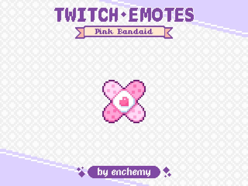 Medical Pink Band Aid Pixel Art Channel Point Icon for Twitch (digital ...