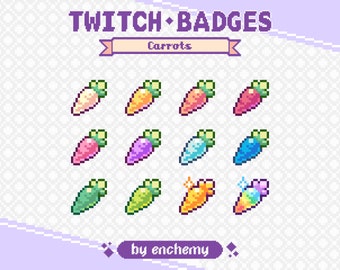 Carrot Pixel Art Channel Point Icon for Twitch, Carrot Emote, Vegetable ...