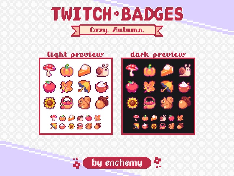 Cozy Autumn Sub Badges for Twitch, Cute Fall Pixel Bit Badges, Premade Pixel Art for Your ...