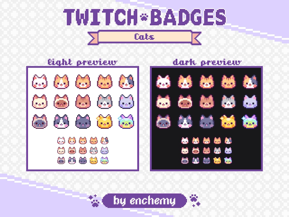 Cat Faces Pixel Art Sub/bit Badges for Twitch (digital Download) - Etsy