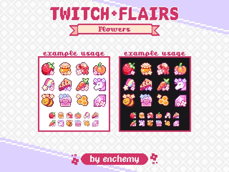 Pixel Flower Badge Flairs for Twitch in Pastel Colors Pink, Purple ...
