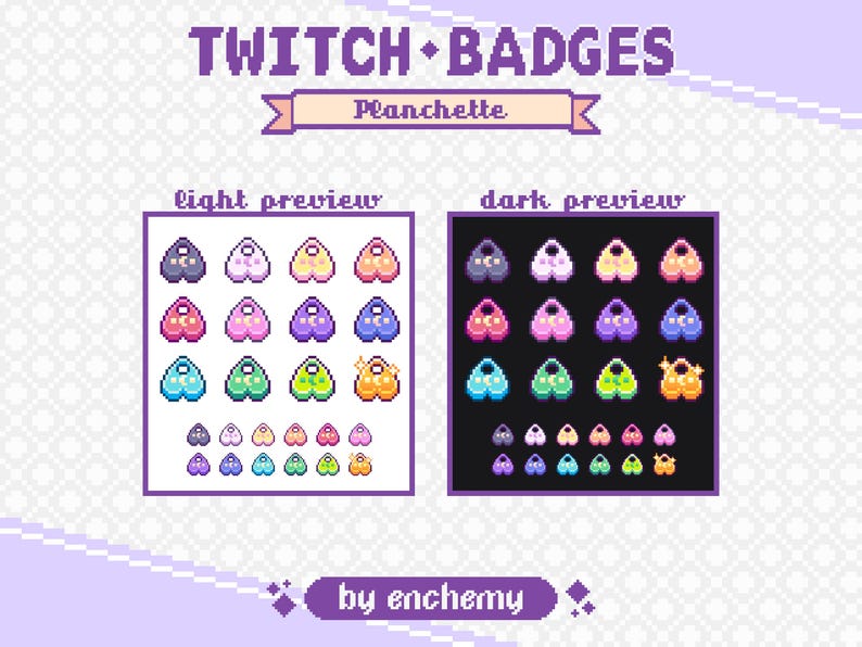 Planchette Sub Badges for Twitch, Rainbow Colored Bit Badges ...
