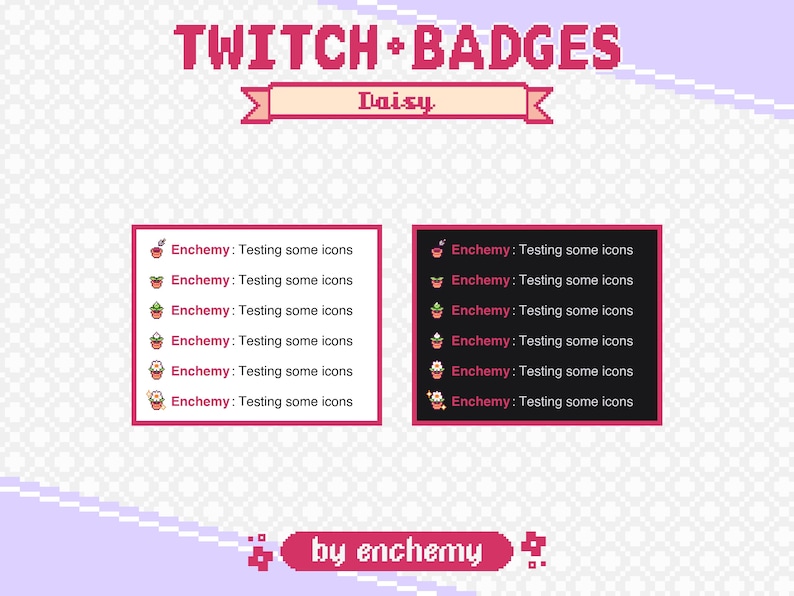 Daisy Flower Pot Sub Badges for Twitch, White Flower, Potted Plant ...