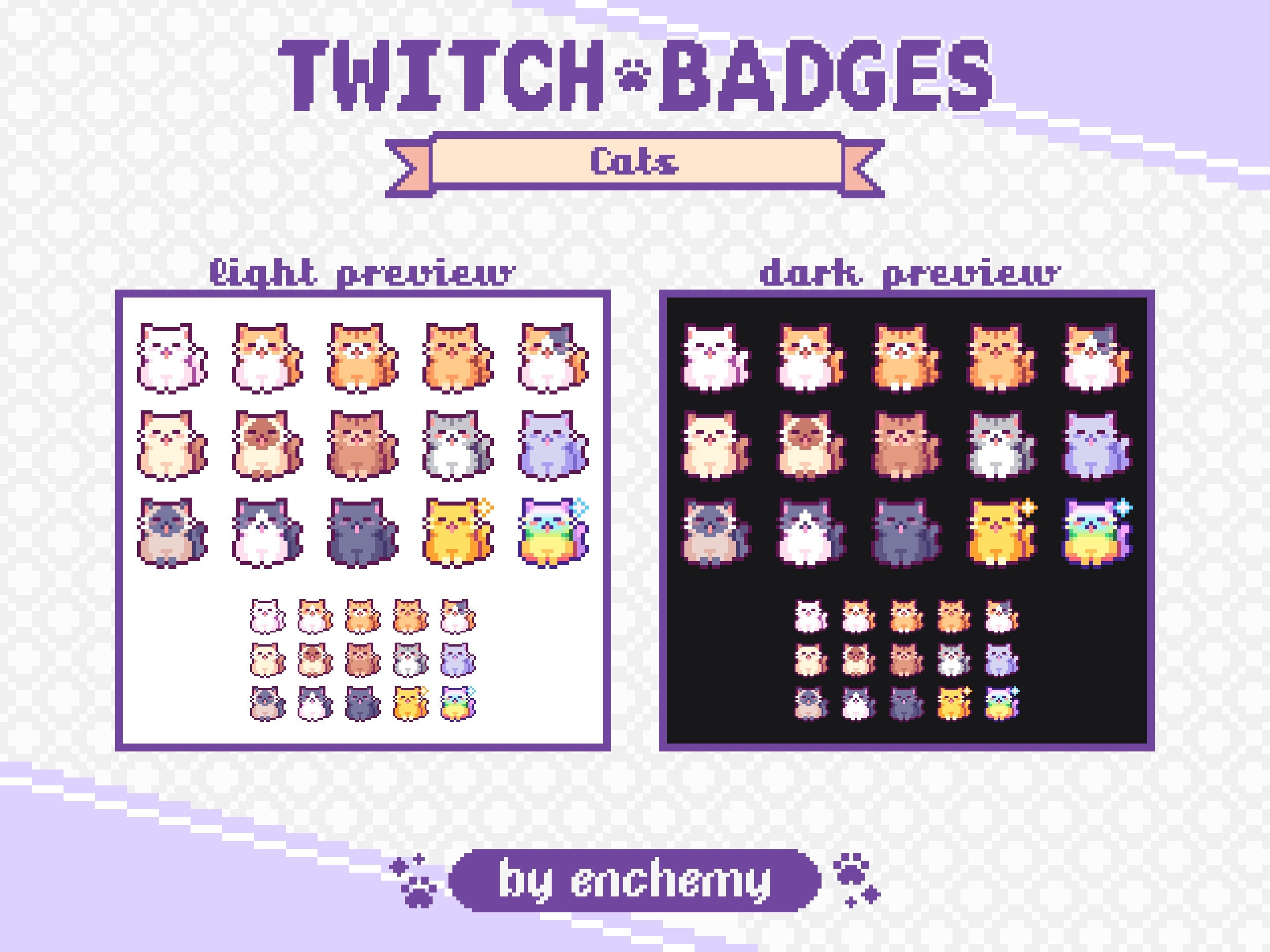 Cat Sub Badges for Twitch, Pixel Art Bit Badges, Cute Kitty Cat, Kawaii ...