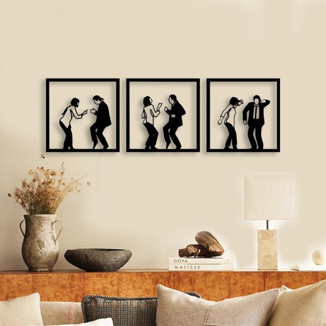 Pulp Fiction Dancing 3 Piece Set Wood Pulp Fiction Wall Art, Wood Home ...