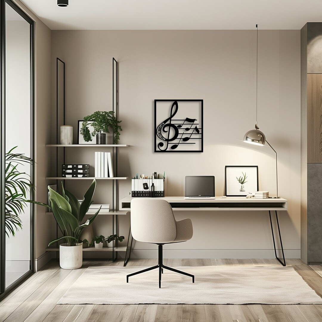 Treble Clef Music Notes Framed Wall Art MDF Wood Wall Decor, Music ...