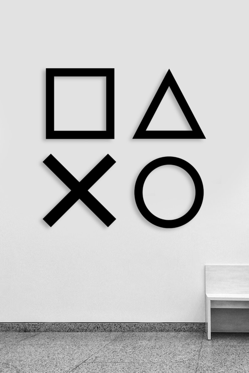 Playstation Controller Symbols Wood Wall Art | Gamer Room Decor - Etsy