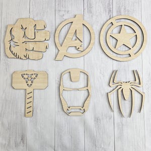 Marvel Avengers Sets of 6 Wood Wall Art , Nursery Wooden Home Decor ...