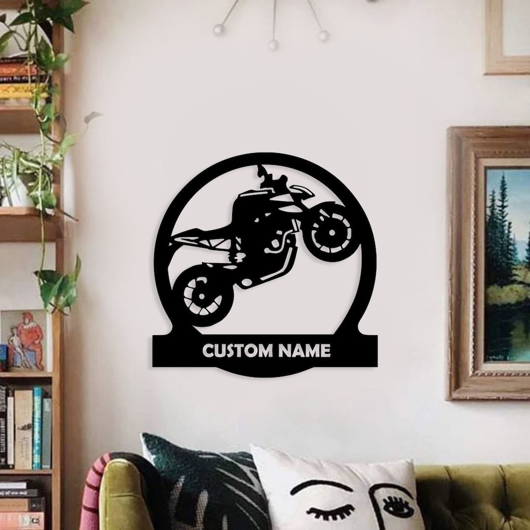 Custom Motorcycle Wall Art, Personalized Garage Wall Decor, Custom ...