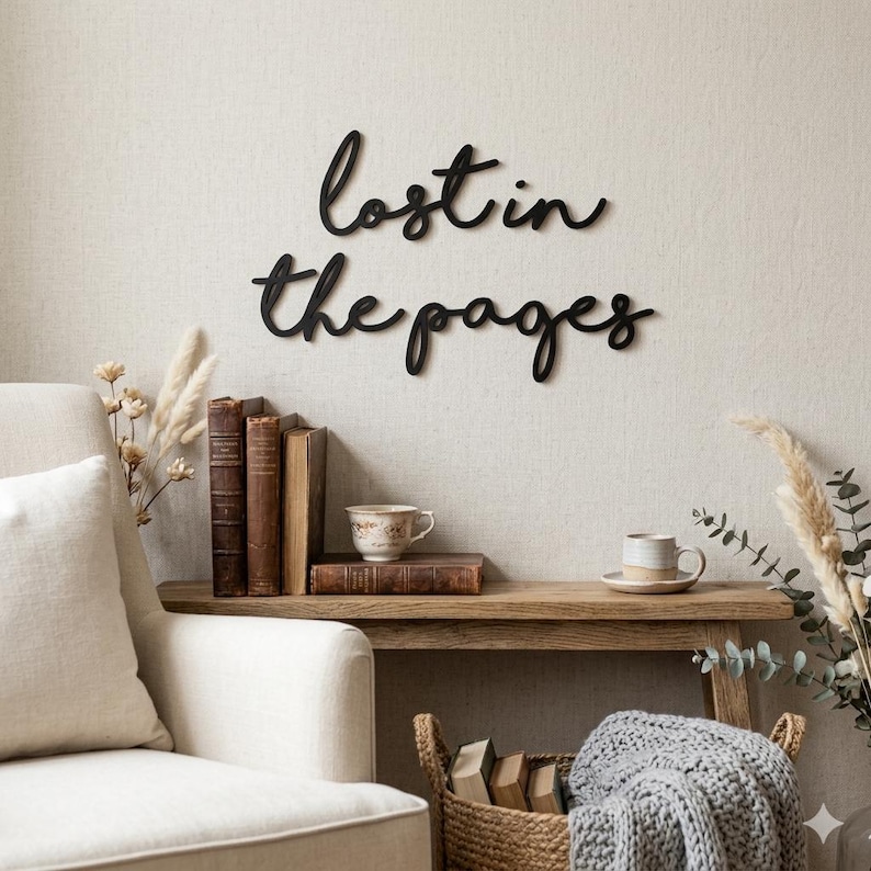 Lost in the Pages Wood Sign, Book Lover Gift, Reading Nook Art, Library ...