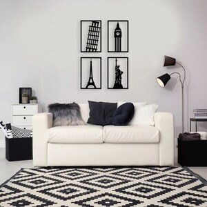 4 Directions Wood Wall Decor -eiffel Tower Pisa Tower Big Ben Statue of ...
