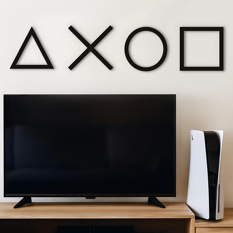 Playstation Symbols Wood Wall Art – Gamer Room Decor, Wooden PS Sign ...