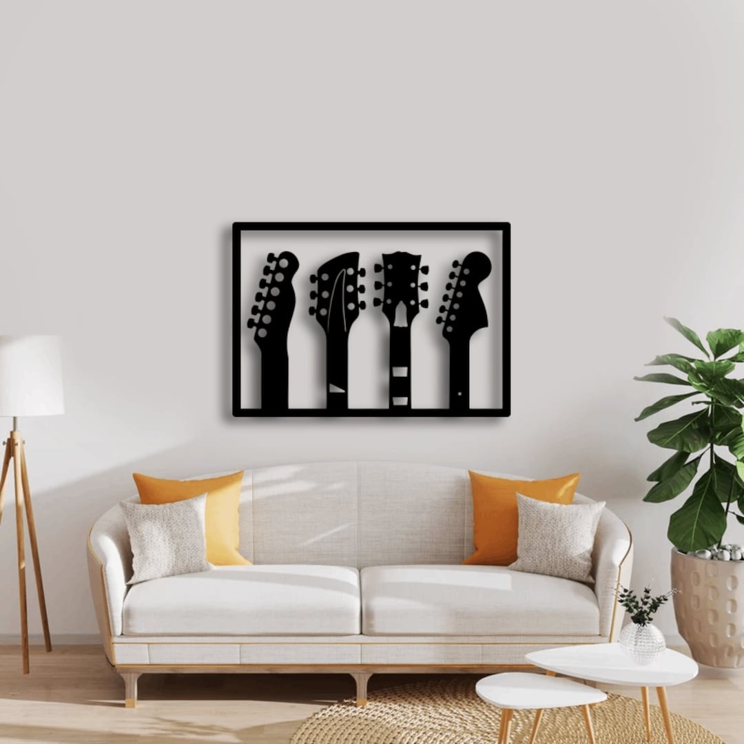 Guitar Wood Wall Hanging, Rock N Roll Guitar Wall Art, Gift for Guitar ...