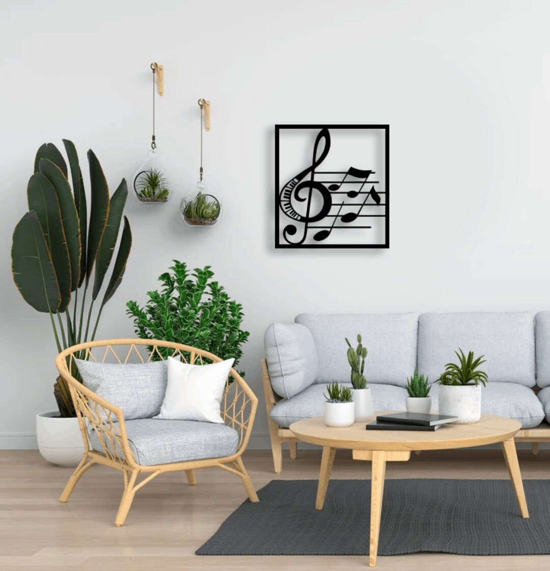 Treble Clef Music Notes Framed Wall Art MDF Wood Wall Decor - Etsy