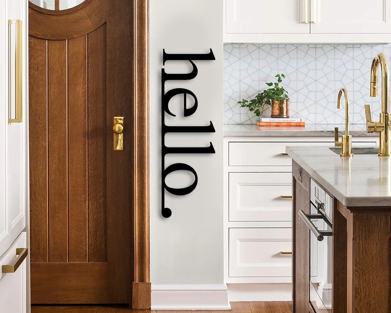 Wood Hello Sign: Modern Vertical Front Door Decor - Etsy