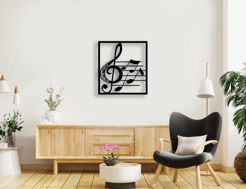 Treble Clef Music Notes Framed Wall Art MDF Wood Wall Decor - Etsy