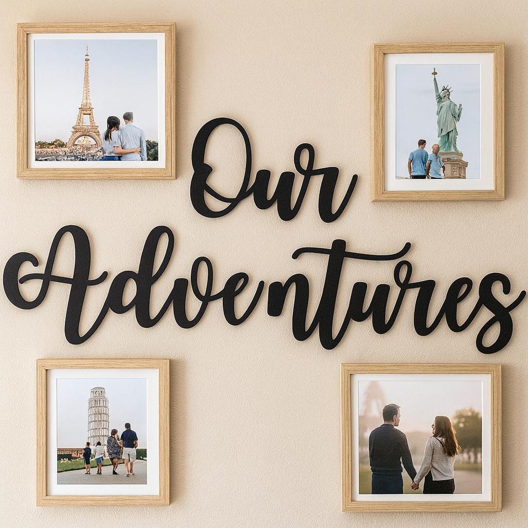 Our Adventures Wooden Wall Sign: Family Photo Travel Decor - Etsy