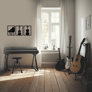 3 Piece Musical Instrument Wall Art Set | Guitar, Violin, Piano Home ...