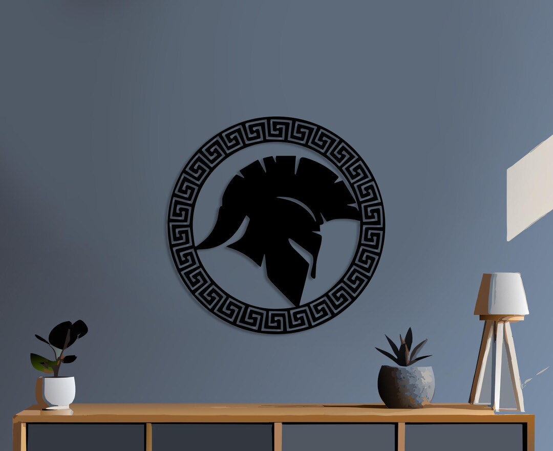 Spartacus Wall Art, Gladiator Helmet Laser Cut Decor – Greek Warrior ...