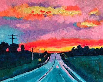 Midwest Sunset Wall Art, Roadtrip Wall Art, Landscape Art, Giclee Print ...
