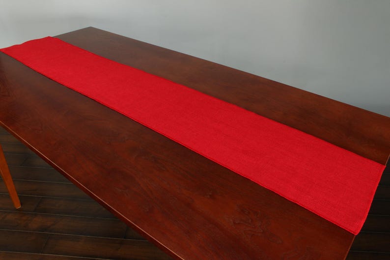 Red Burlap Table Runner, Hemmed, Rustic, Farmhouse, Handmade Burlap ...