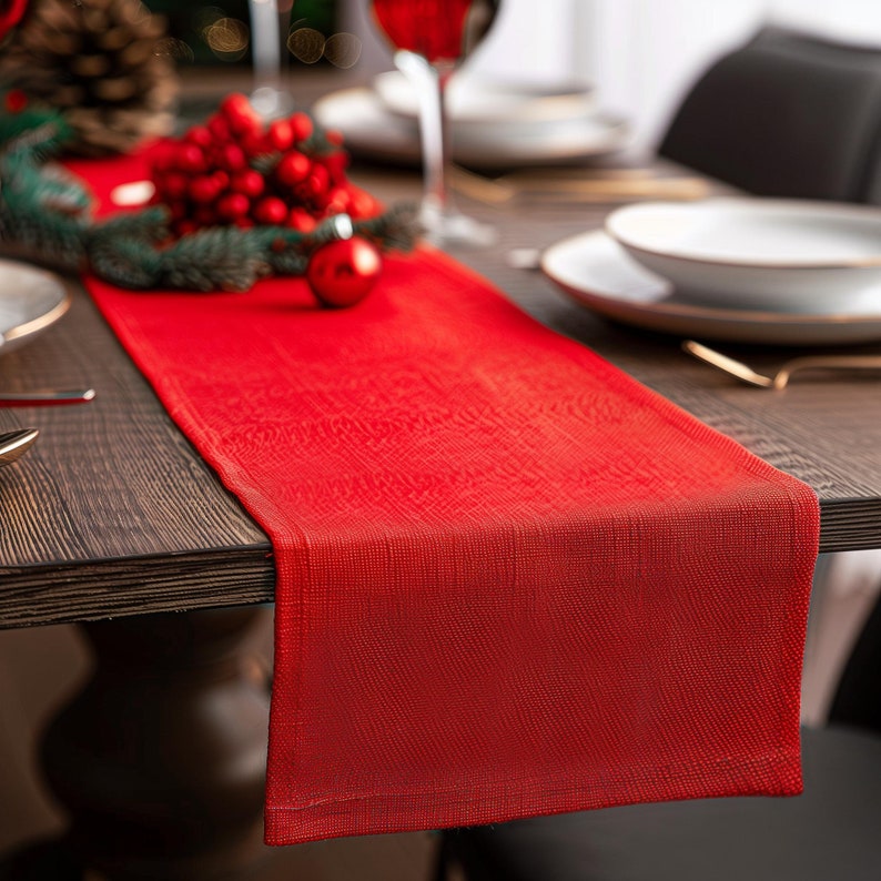 Red Burlap Table Runner, Hemmed, Rustic, Farmhouse, Handmade Burlap ...