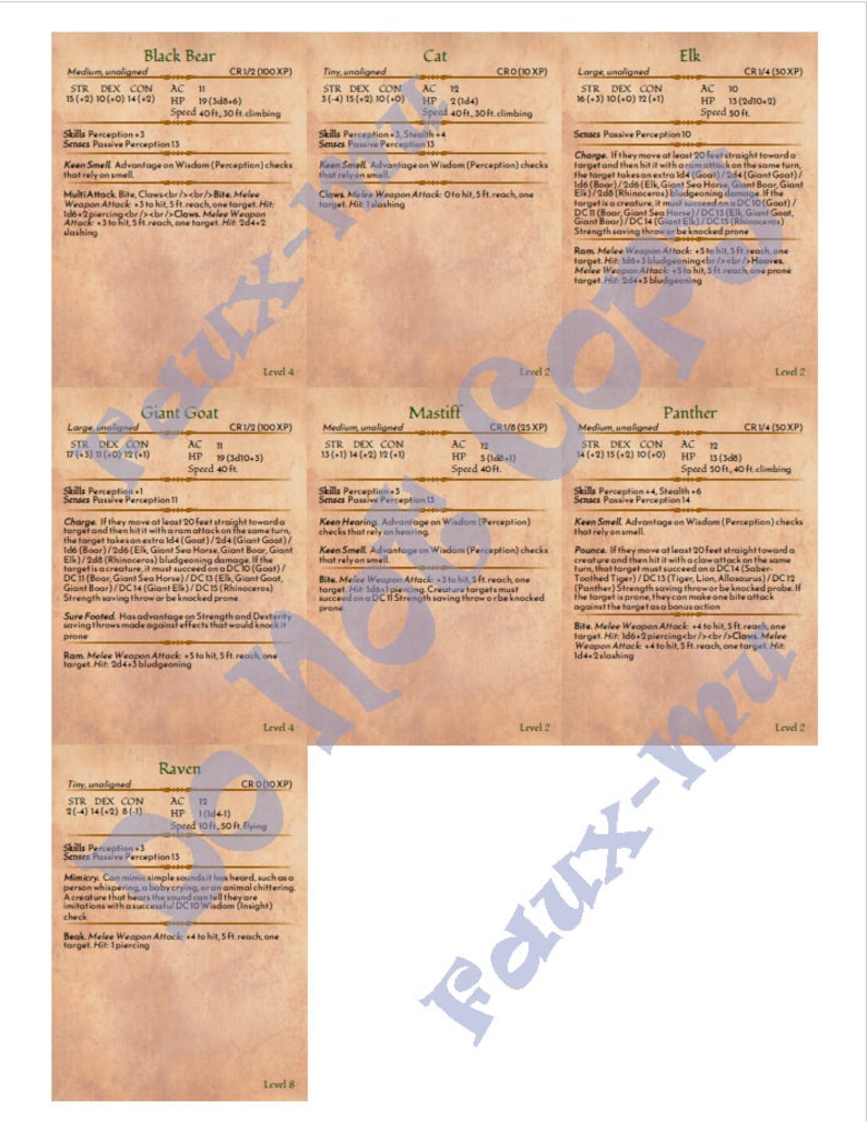 Custom D&D 5e Spell, Item, or Beast Cards - Etsy