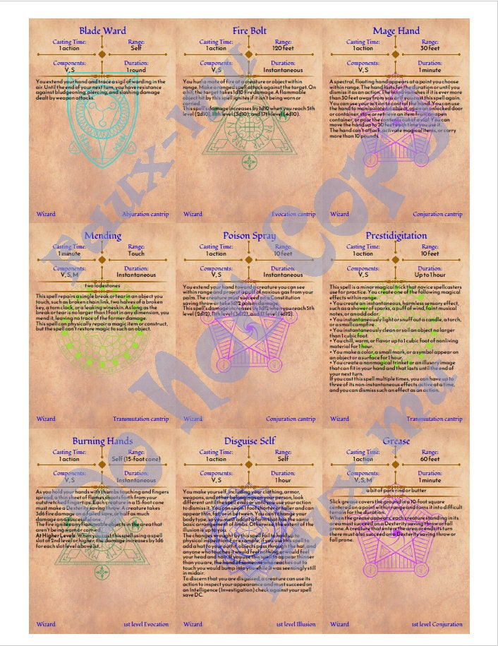 Custom D&D 5e Spell, Item, or Beast Cards - Etsy