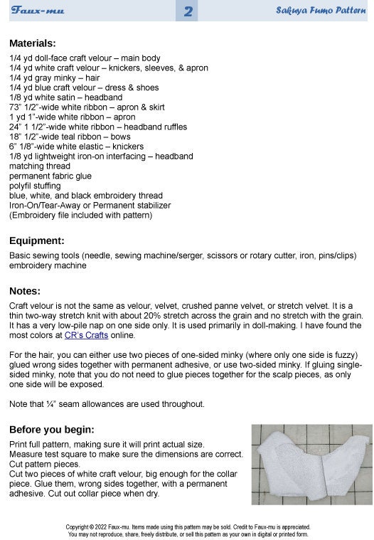 Sakuya Fumo Pattern - Etsy