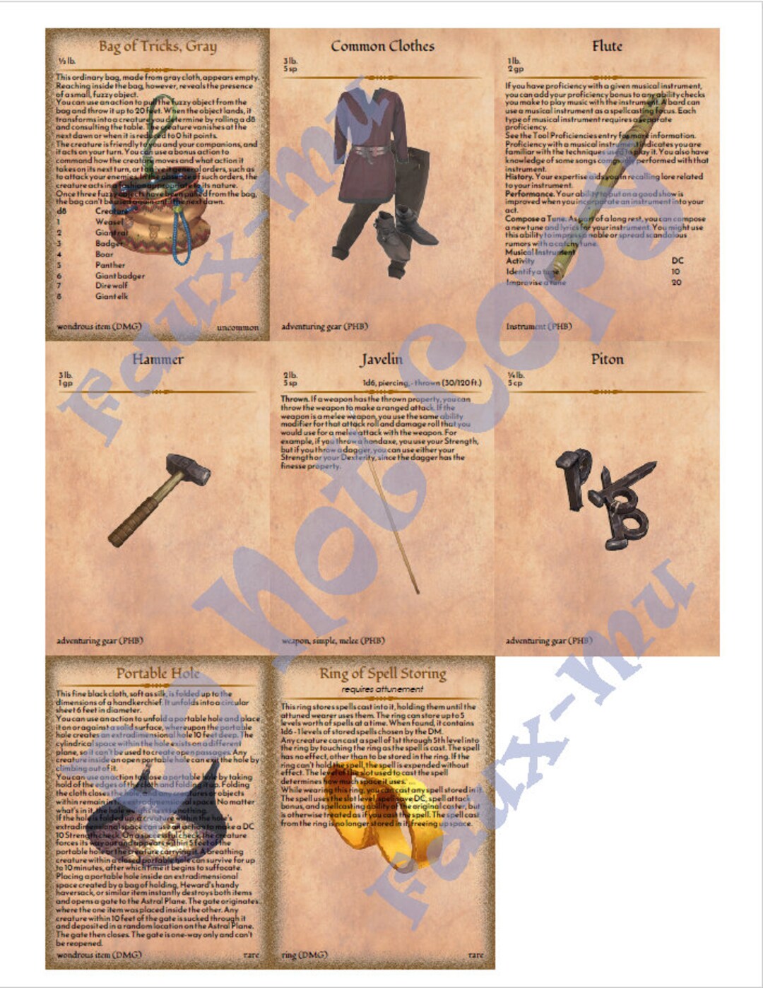 Custom D&D 5e Spell, Item, or Beast Cards - Etsy