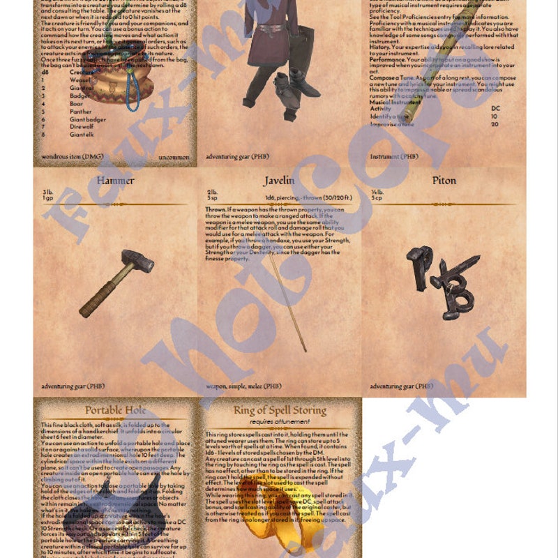 Dnd Item Cards - Etsy