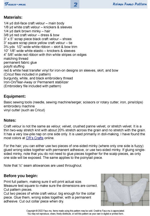 Reimu Fumo Pattern - Etsy