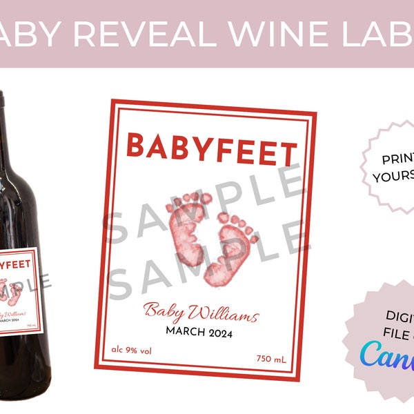 Wine Label Template Baby Announcement - Etsy
