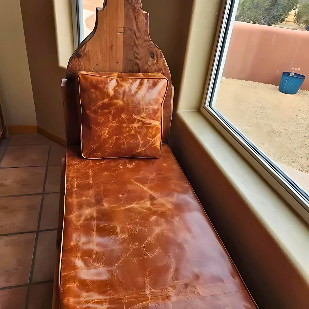 Custom Leather Bench Cushion: Tan Brown Pillow Cover Replacement - Etsy