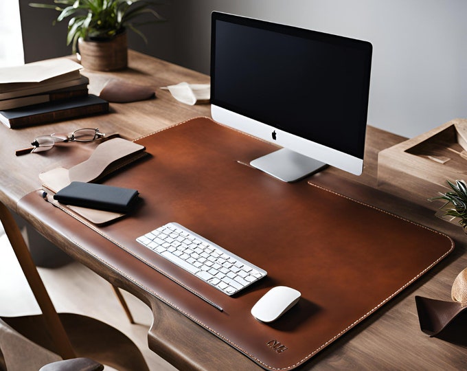 Leather Desk Mat, Custom Size Desk Pad, Large Mouse Pad, Genuine ...
