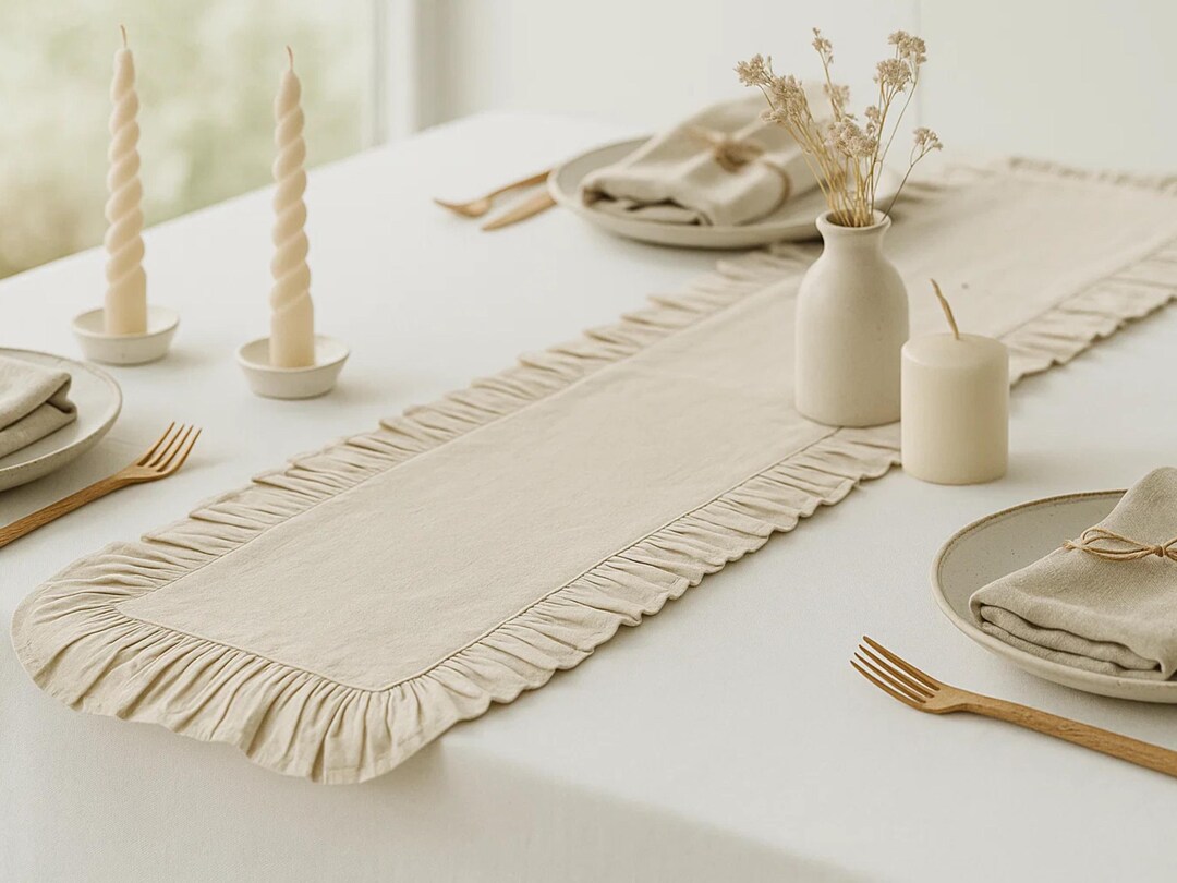 Custom Ruffle Table Runner: Recycled Polycotton Canvas - Etsy