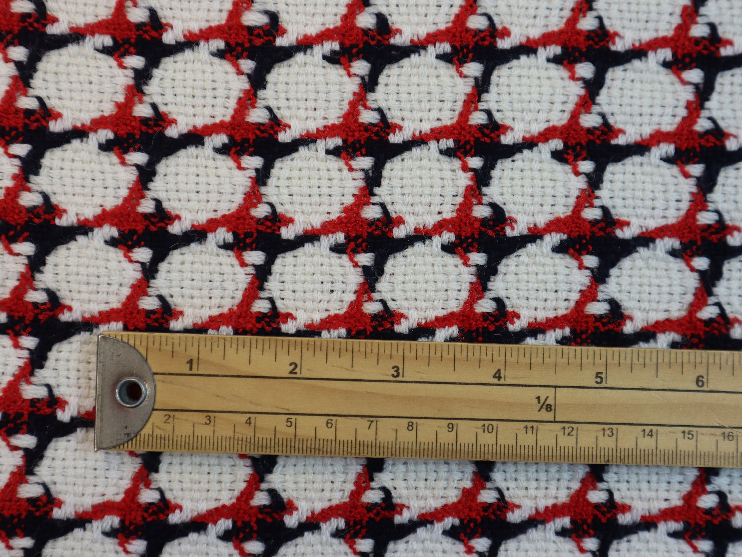 Linton Tweed Fabric, Jacket Length 2.5mtr Piece Red, Black & Cream ...