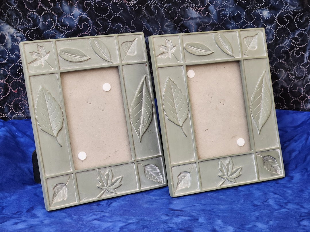 Vintage 2 Green Leaf Photo Frames - Etsy