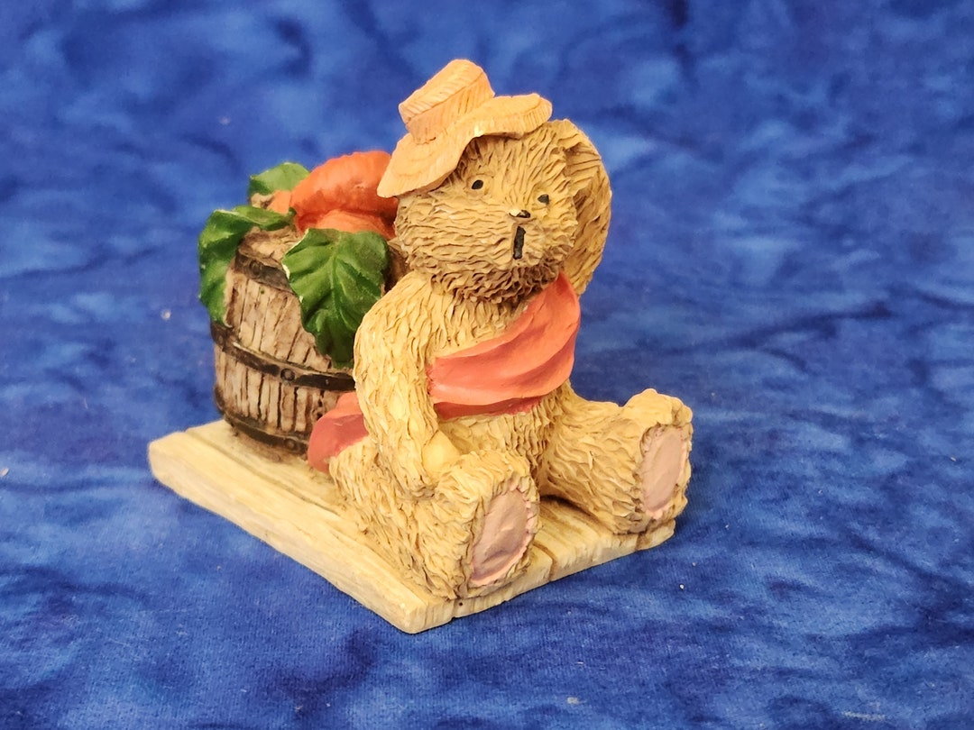 Small Bear With Barrel of Carrots, Bear Home Décor for Small Display ...