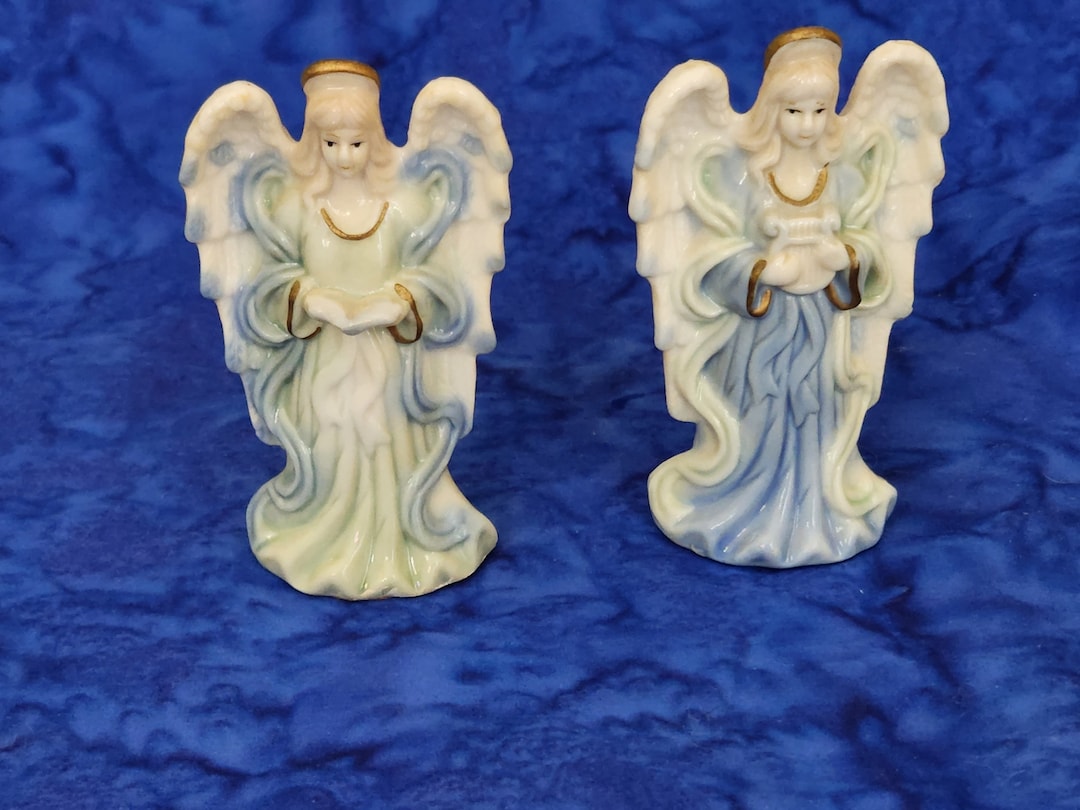 Two Vintage Porcelain Angel Figurines/vintage Ceramic Angel - Etsy