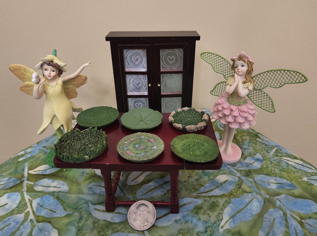 Vintage Fairy Dish or Platters/mini Green Accessories/green Grass ...