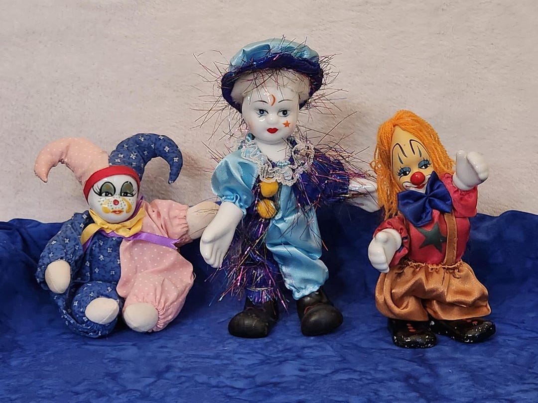 Vintage Clown Doll W Porcelain Face Doll Home Décor, Christmas Gift ...