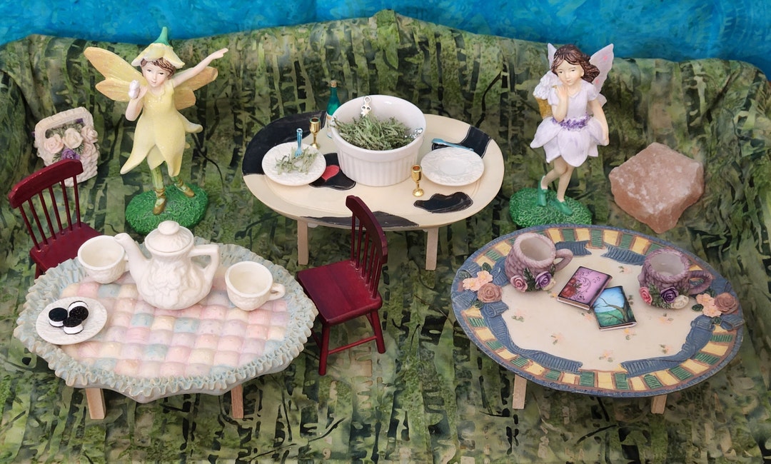 Fairy or Dollhouse Tables Flower, Quilt, and Cow Tables by Penelope ...