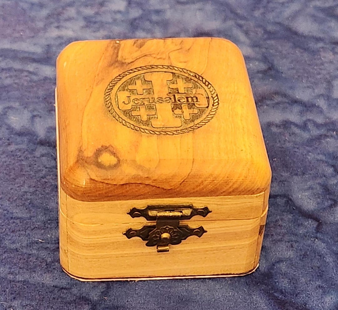 Jerusalem Craved Olive Wood Box, Mini Jewelry Box, Rosery Jewelry Box ...