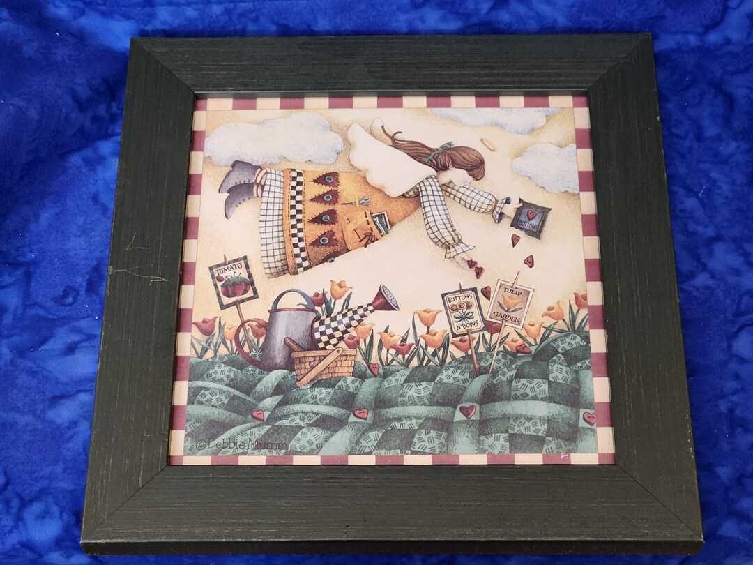 Vintage Debbie Mumm Garden Picture With Flight Quilted Angel Planting ...