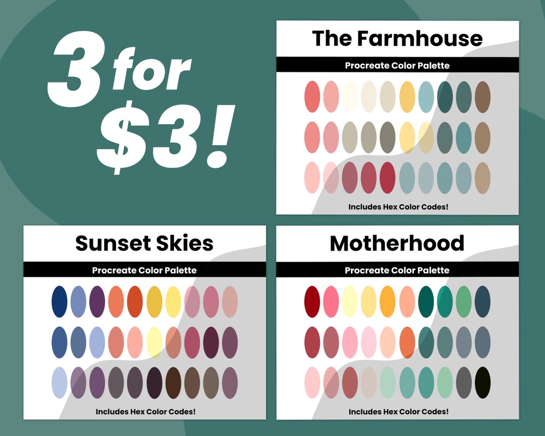 PROCREATE COLOR PALETTE Bundle | Bright Colorful Color Palette | Red ...