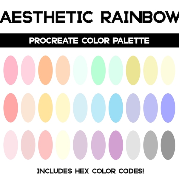 Pastel Rainbow Color Palette Hex Codes - Etsy