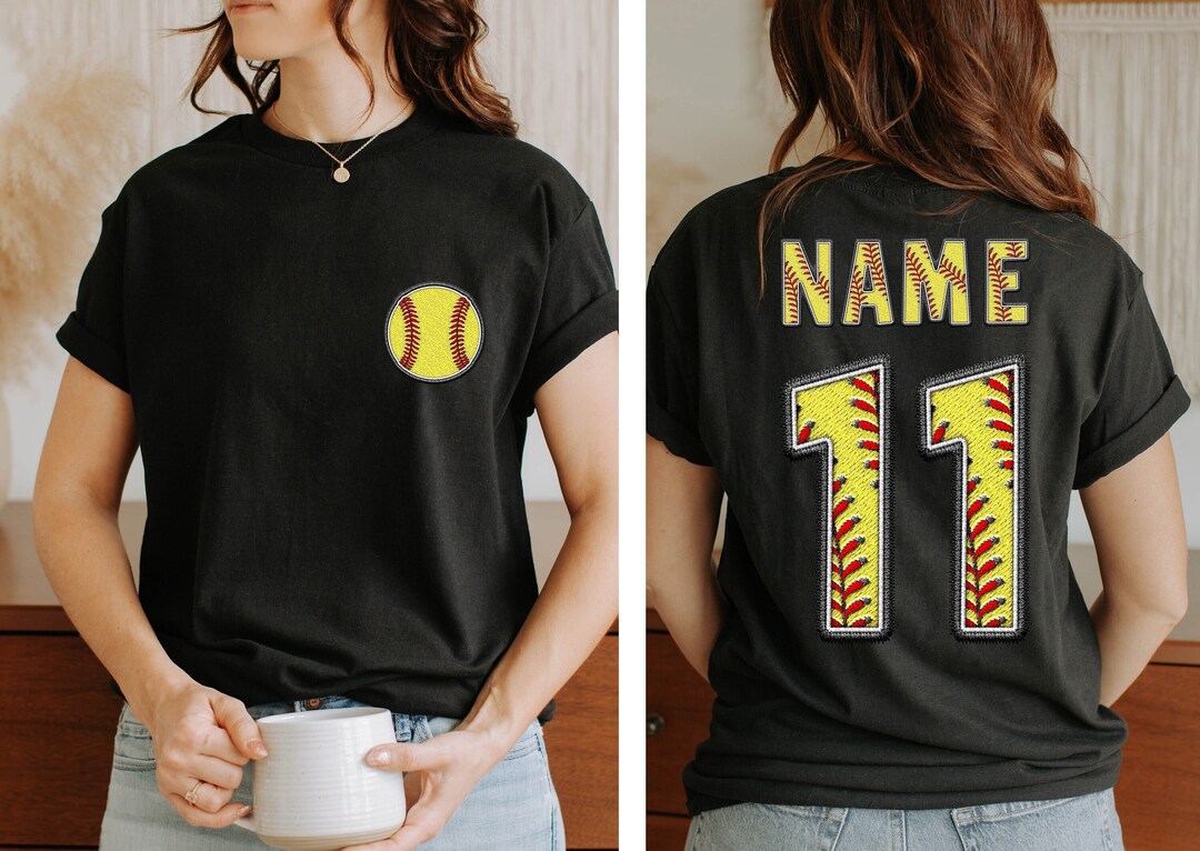 Custom Softball Name and Number Shirt, Double Sided Softball Sports ...