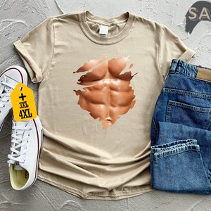 Funny Fake Muscle Shirt for Men Six Pac Shirt Big Chest - Etsy
