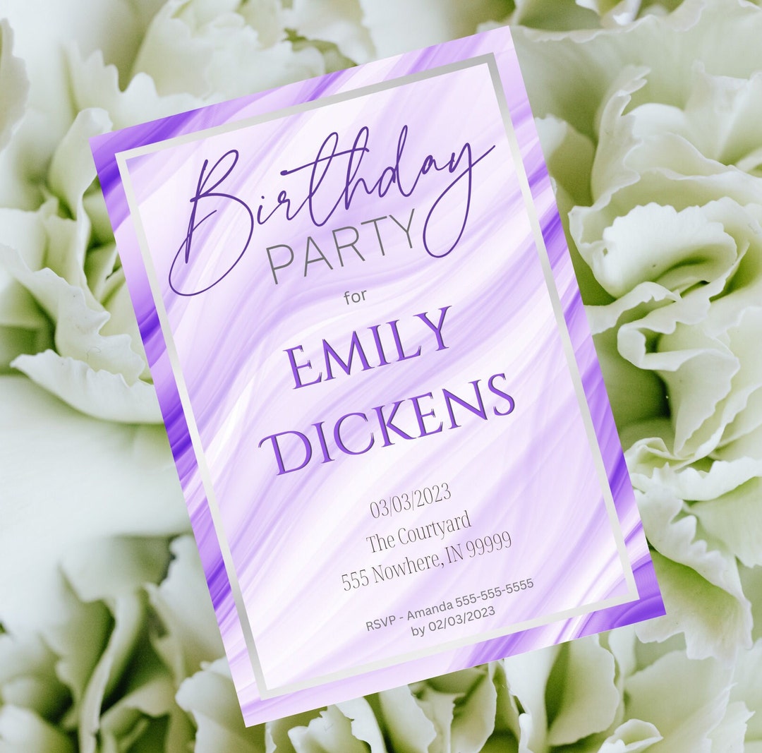 Purple Tones Birthday Party Invitation Editable, Digital Download - Etsy